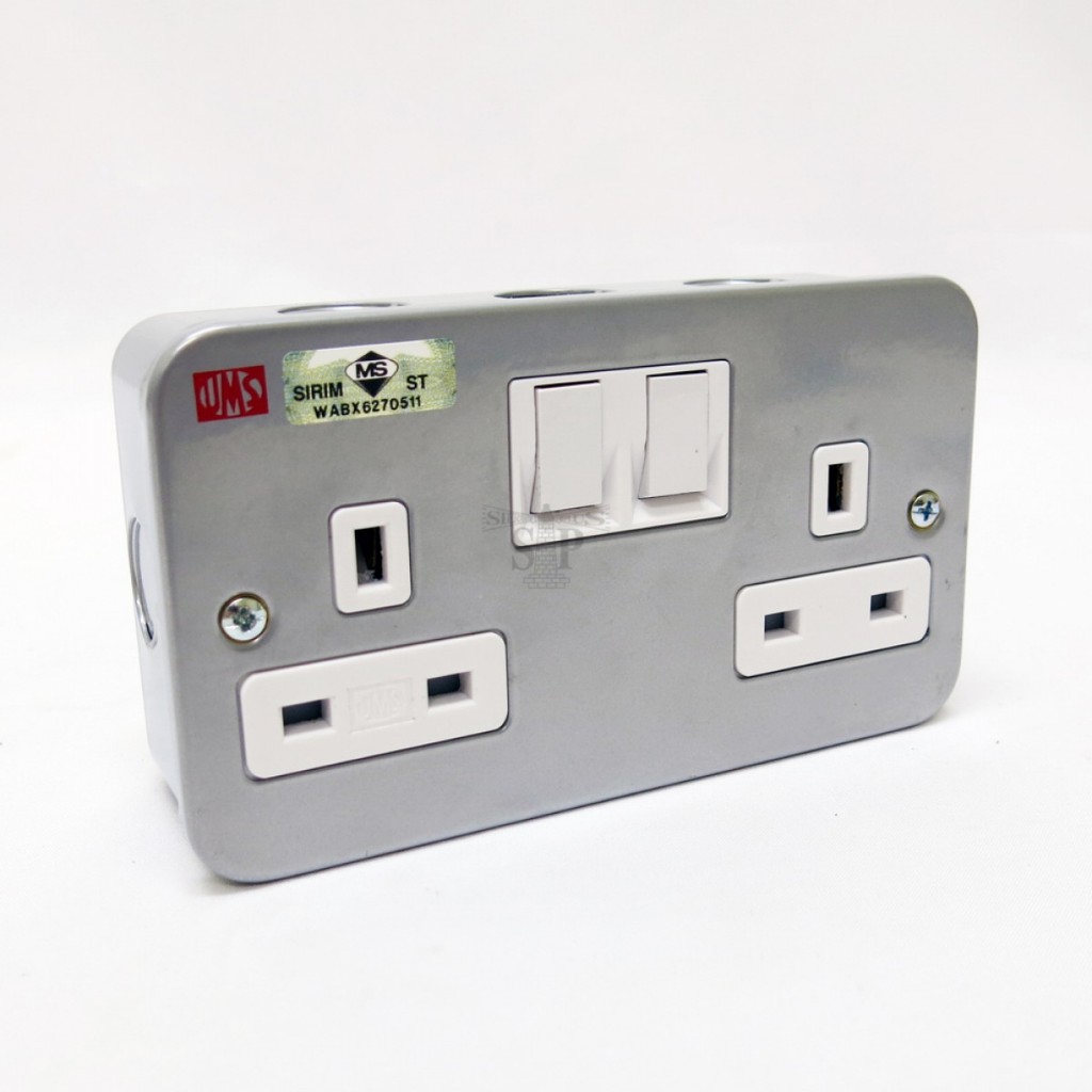 [ BUNDLE SALES ] *5pcs UMS Double 13A Metal Clad Switch Socket 2213M ...