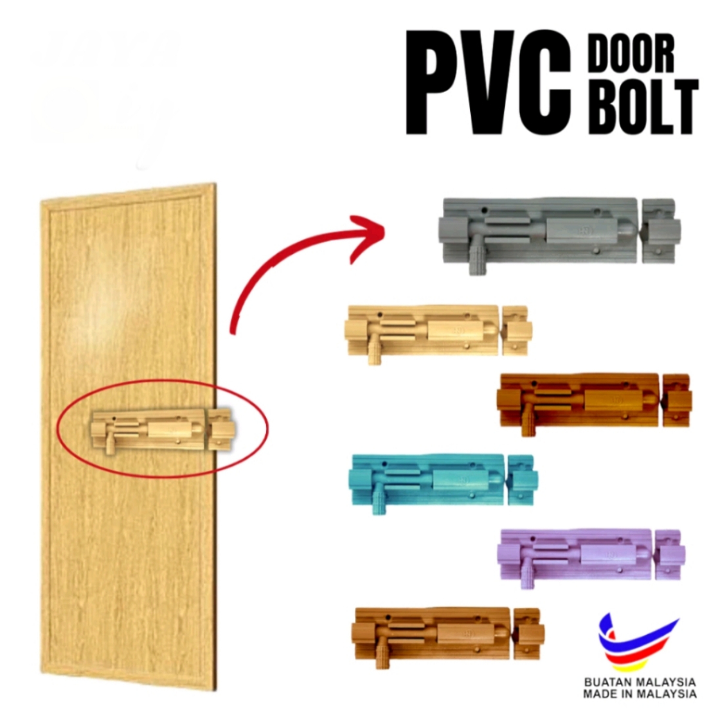 4" Inch PVC Tower Bolt Door Latch Door Lock & Receiver/ Selak Pintu ...