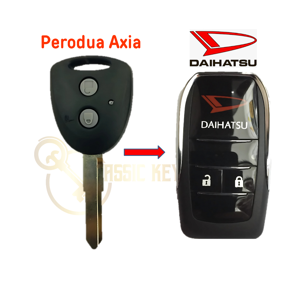 Perodua Axia Modified Flip Key Remote Casing Replacement (Daihatsu Logo ...