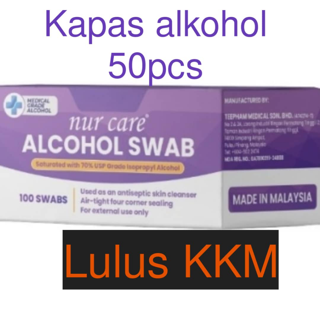 50pcs Tiada kotak NUR CARE Lulus KKM Medical Grade Alcohol Pad 70% ...