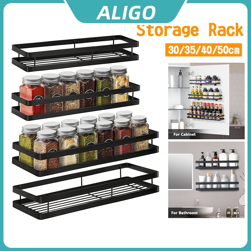 30CM-50CM 4 PCS Kitchen Spice Storage Rack Dish Cabinet Rack No Punch ...