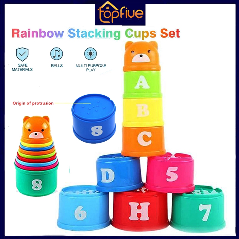 Baby Toys Stacking Cups Towers With Numbers And Alphabet Building ...