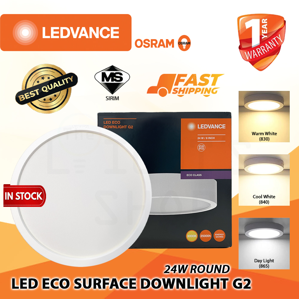 LEDVANCE LED ECO SURFACE DOWNLIGHT SR80 G2 24W(8") 6500K/4000K/3000K ...
