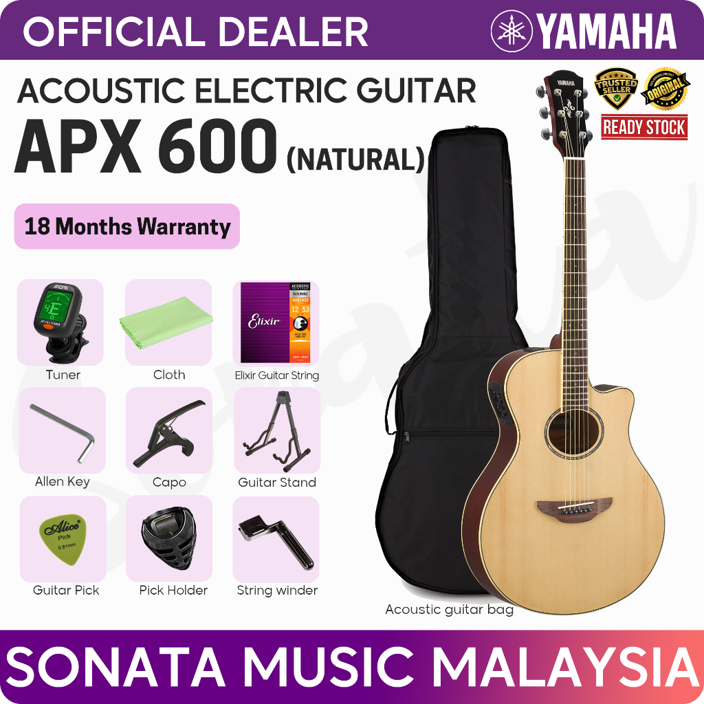 Yamaha APX600 Thin-line Cutaway Acoustic-Electric Guitar - Natural ...