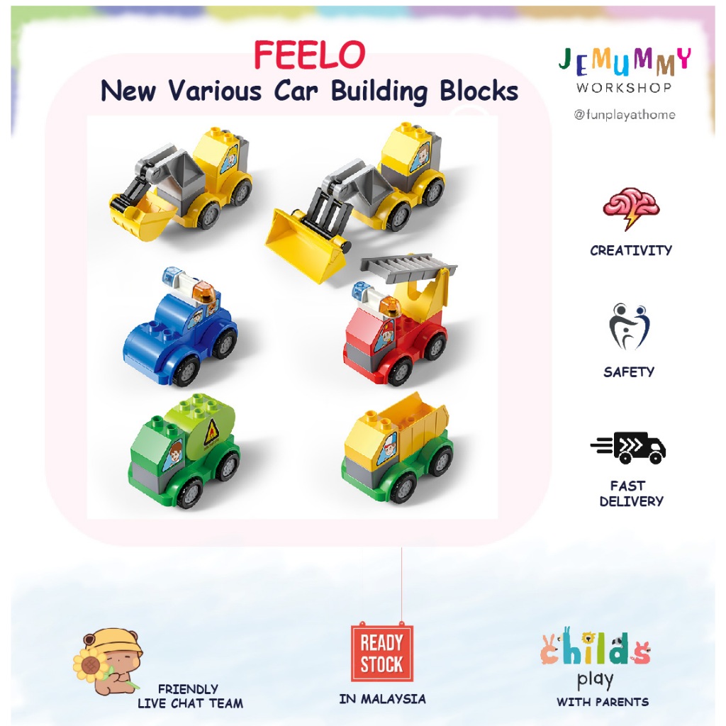 Feelo 6 in 1 Car Series Building Blocks for education toys | Shopee ...