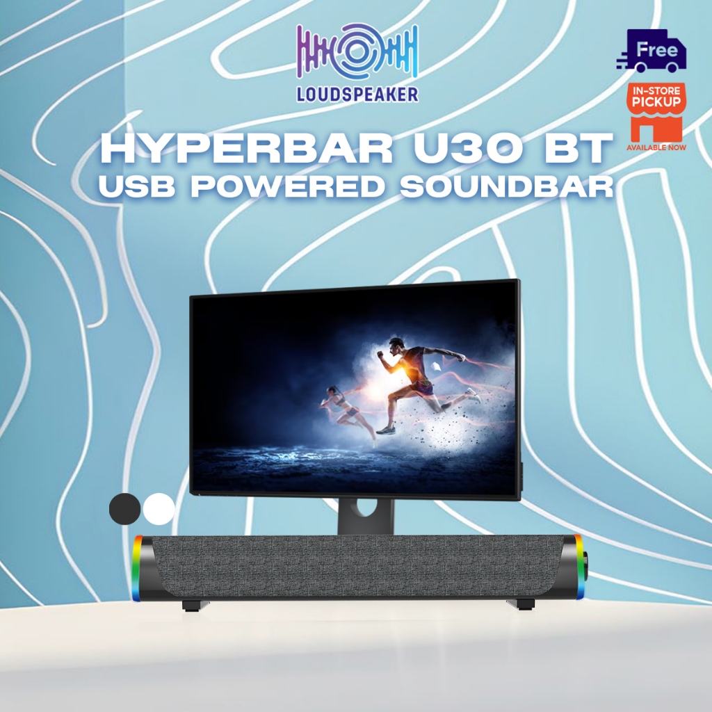 Vinnfier VF Hyperbar U30 BT USB Powered Soundbar with Led Light Bluetooth Aux Line-in For Gaming ...