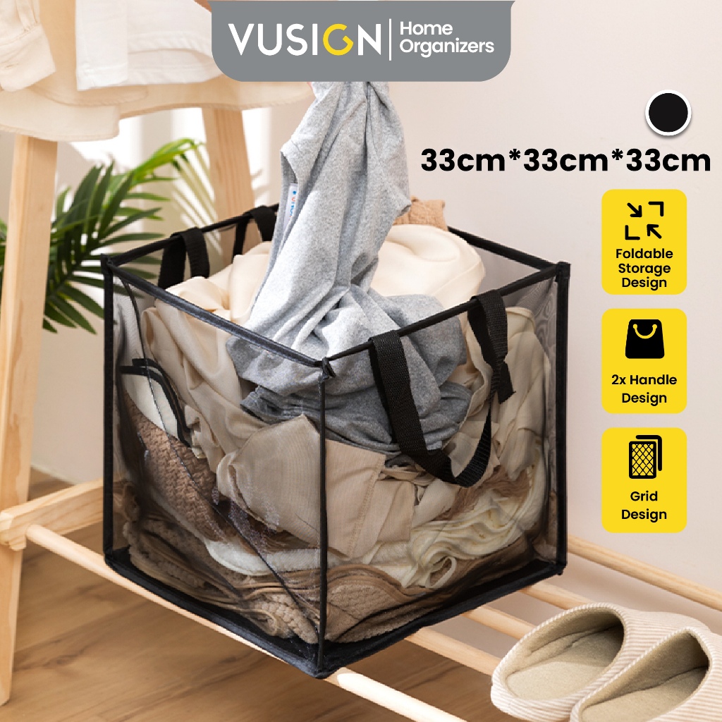Vusign Foldable Dobi Laundry Bag Storage Box Waterproof Mesh Dirty ...