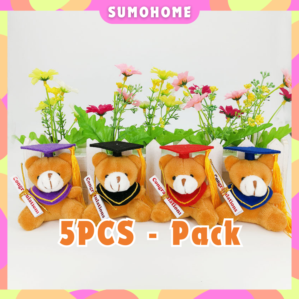 Graduation Teddy Bear Plushie Gift 5pcs/Pack 7cm - Convo Bouquet Hadiah ...
