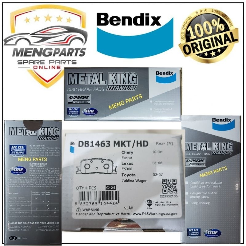 ORIGINAL BENDIX TOYOTA CAMRY ACV30 ACV31 & WISH ANE10 ANE11 ZNE10 ZGE20 ...