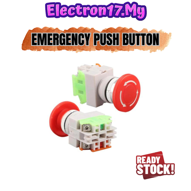 1 PCS LAY37 2 PIN / 4 PIN Emergency E-Stop Push Button Switch 10A, 440V Self-Lock Locking ...