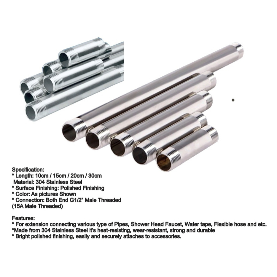 SUS304 STAINLESS STEEL PIPE EXTENSION NIPPLE | Shopee Malaysia