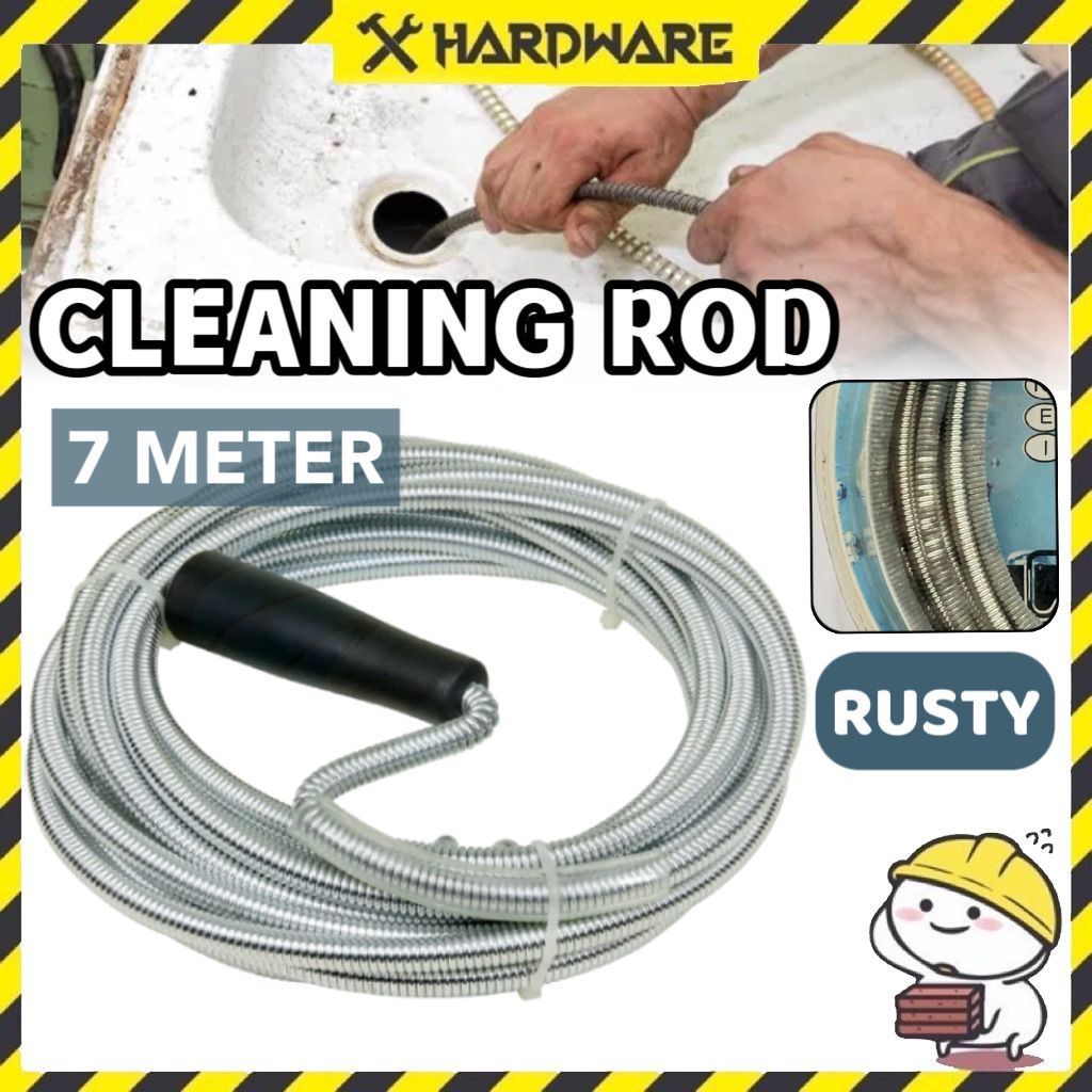 🔥 STOCK CLEARANCE🔥7M DRAIN CLEANER ROD WITH HANDLE/CLOG REMOVER SPRING ...