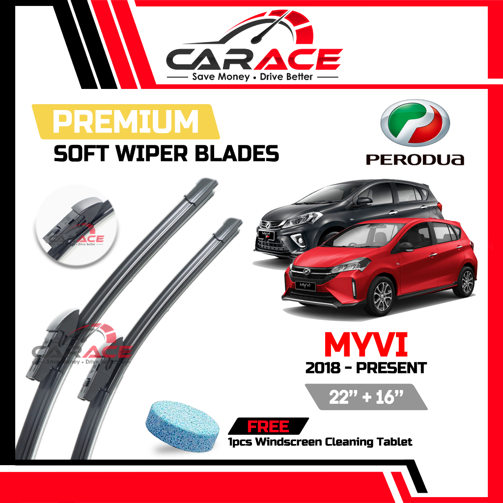 PERODUA MYVI Gen3 MG3 2018-Present CARACE Premium Soft Wiper Blade 22 ...