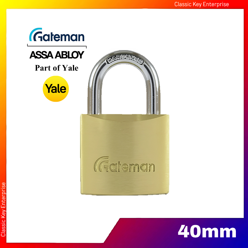 Gateman Padlock Solid Brass Body Model GM40 Part Of Yale (Size 40mm ...