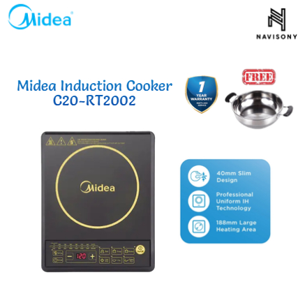 Midea 2000W Glass Panel Induction Cooker With Touch Control C20-RT2002 ...