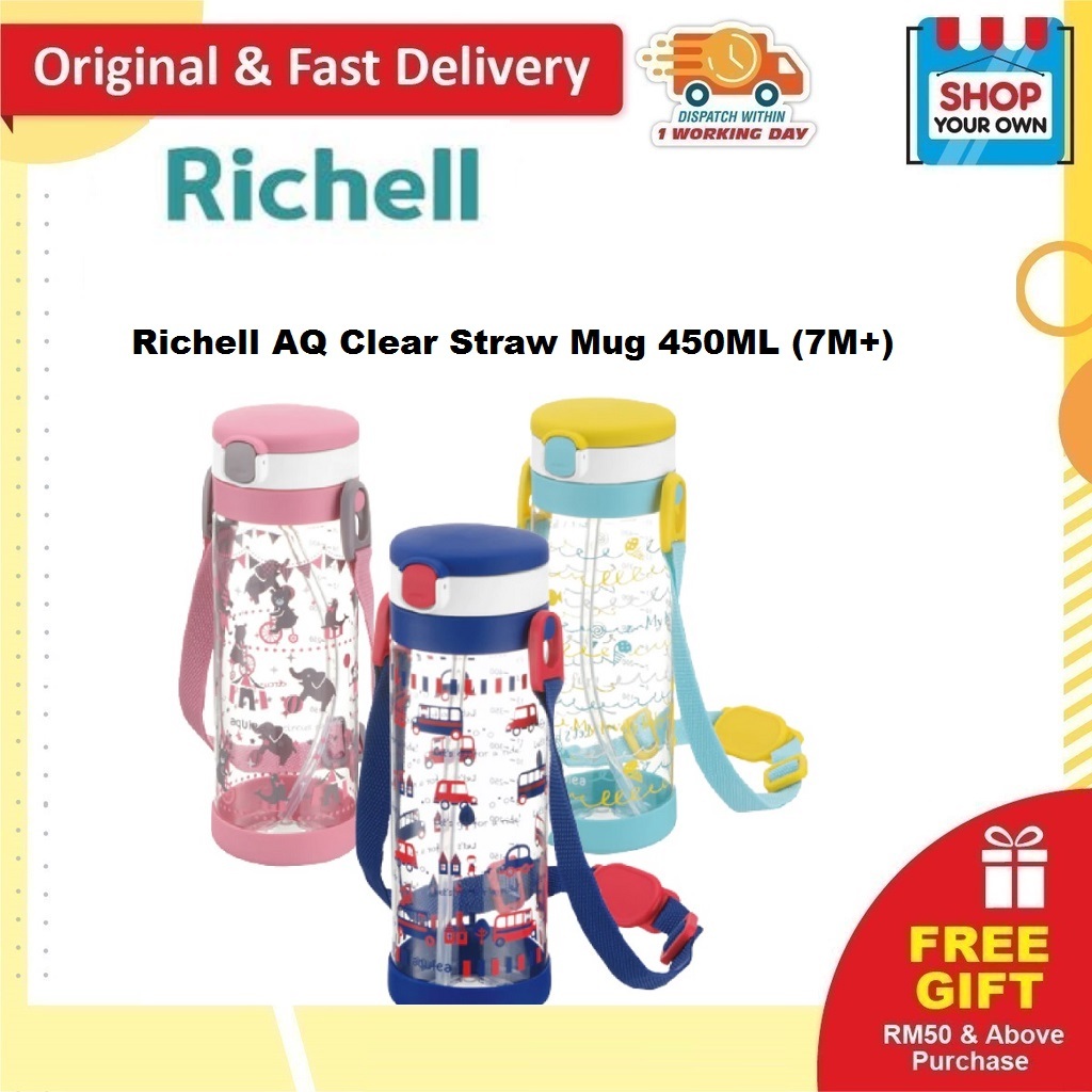 Richell AQ Clear Straw Mug 450ML (7M+) | Shopee Malaysia
