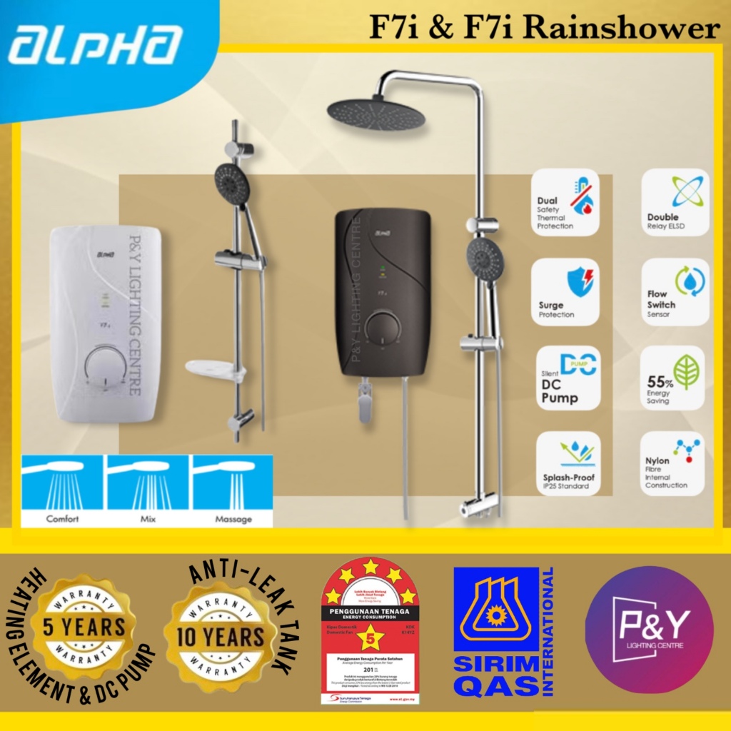 NEW ALPHA Shower Water Heater F7i Instant Water Heater (DC Pump ...