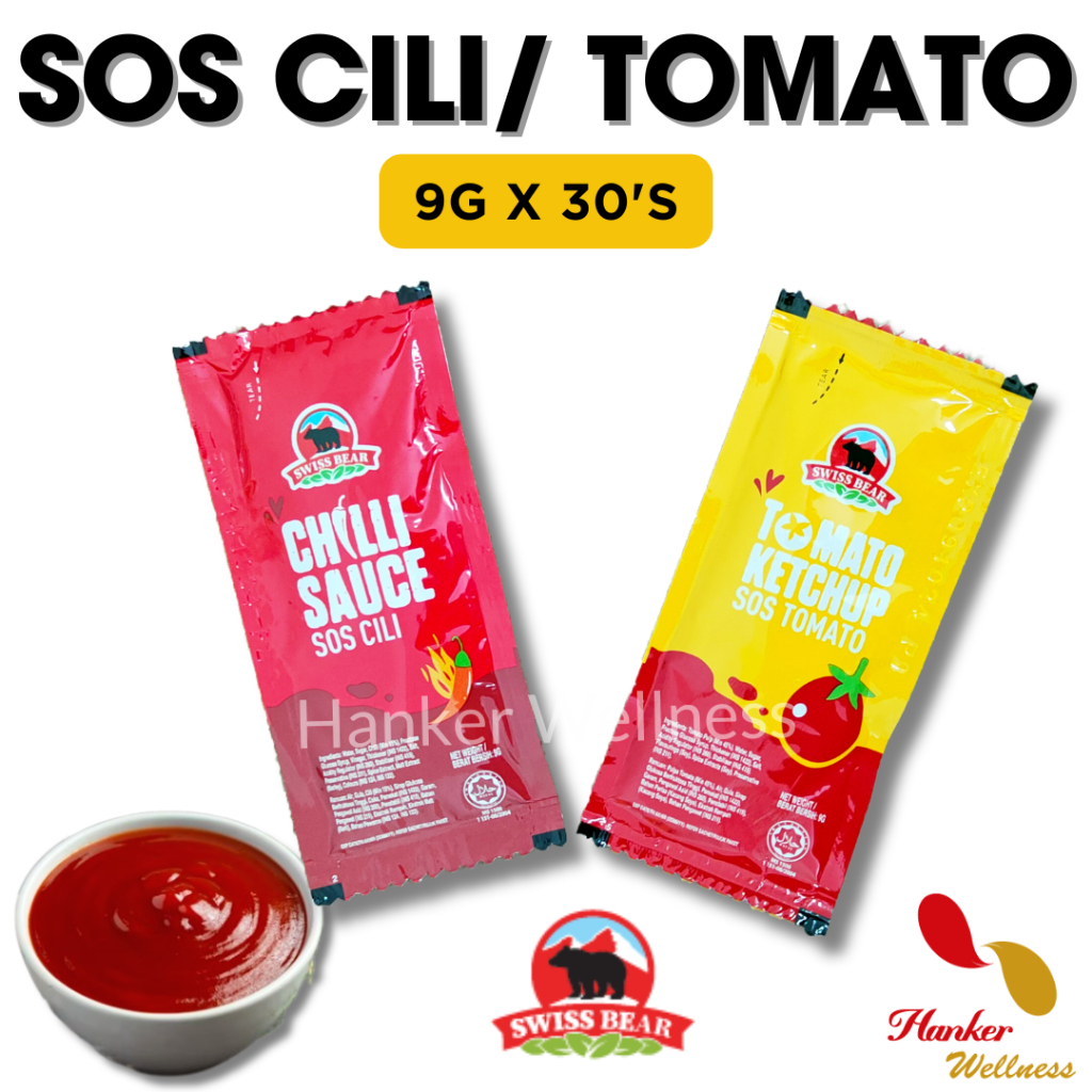 SWISS BEAR Chili & Tomato Sauce Sachets | Sos Cili & Sos Tomato | 30 ...