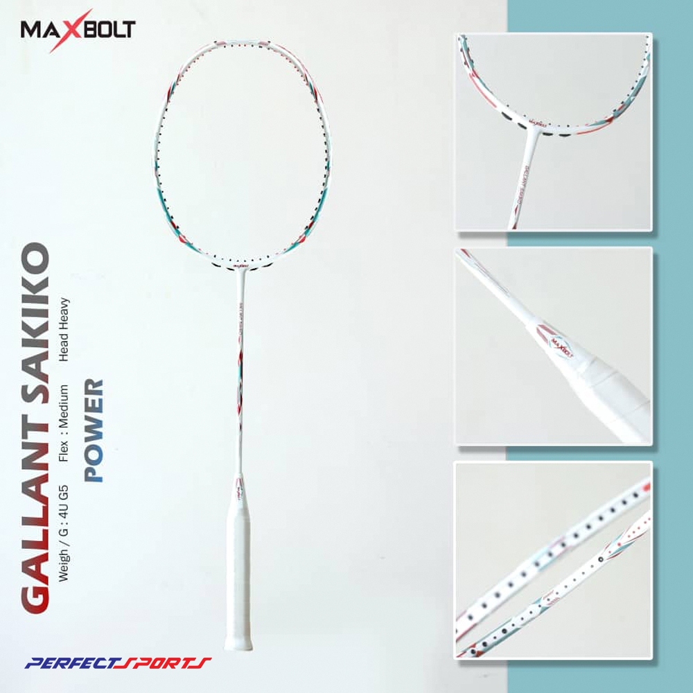 [Free String + Grip + Bag] Maxbolt Gallant Sakiko White Badminton ...