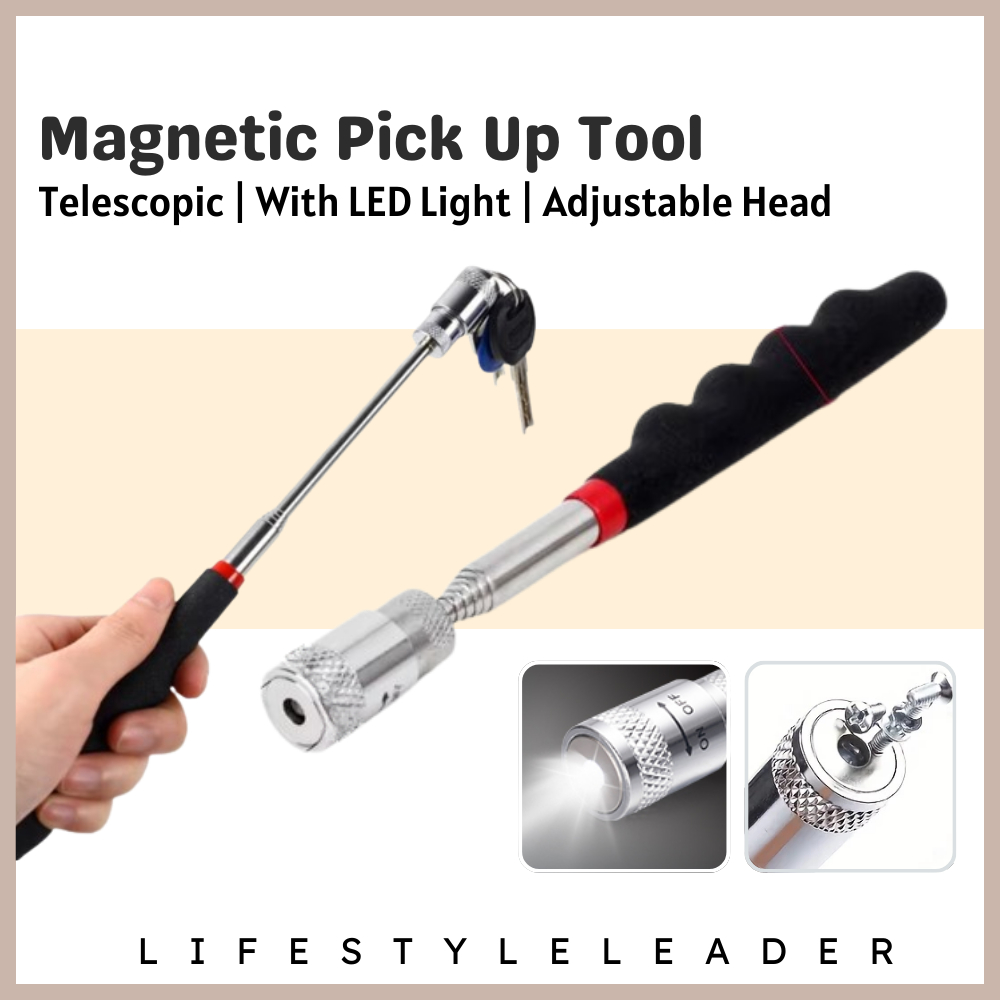 Telescopic Magnetic Picker with LED Light Magnetic Rod Stick Adjustable ...