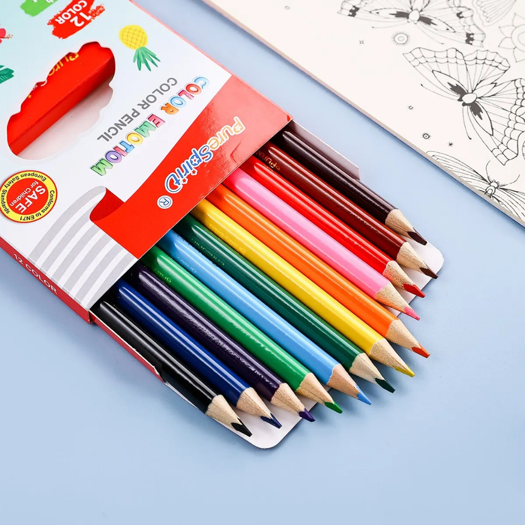 12 Colors Mini Pencil Set Short Colored Pre-Sharpened Pencils for ...