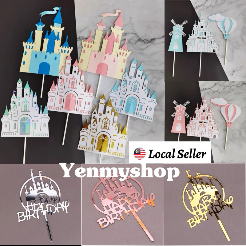 Kek Dekorasi Castle cake topper paper and acrylic/ Hiasan kek Istana ...