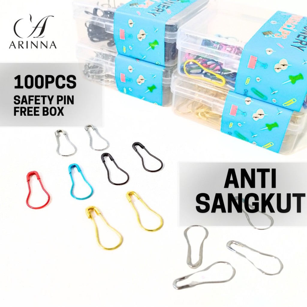 ARINNA Safety Magic Pin 100pc With Box Tudung Kerongsang Clip Bentuk ...