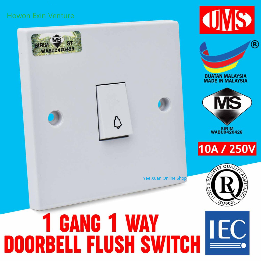 UMS 201B 10ax Door Bell Flush Switch (SIRIM Approved) | Shopee Malaysia