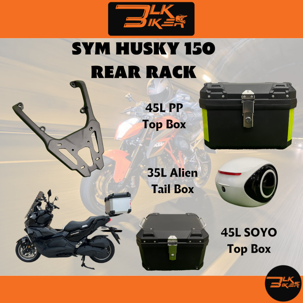 SYM Husky 150 Monorack Top Box 35L 45L Kargo Luggage Rack Husky ADV Box Jbstyle Waterproof Petak ...