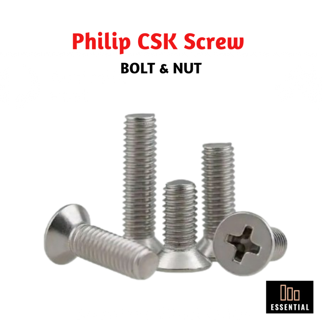 M3 M4 Philip CSK Cross Recessed Countersunk Flat Head Screw Stainless ...