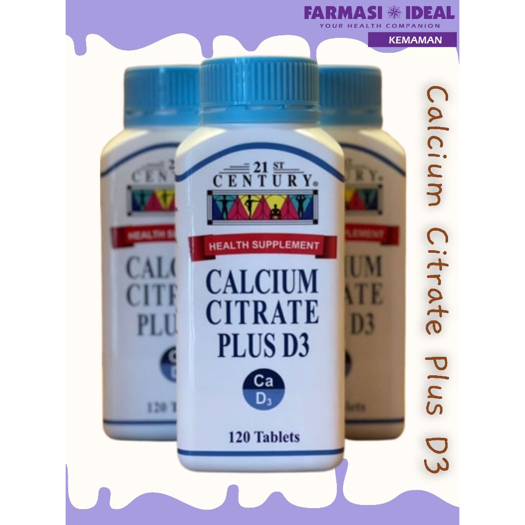 🔥READY STOCK🔥21st Century Calcium Citrate Plus D3 120 Tablets | Shopee ...