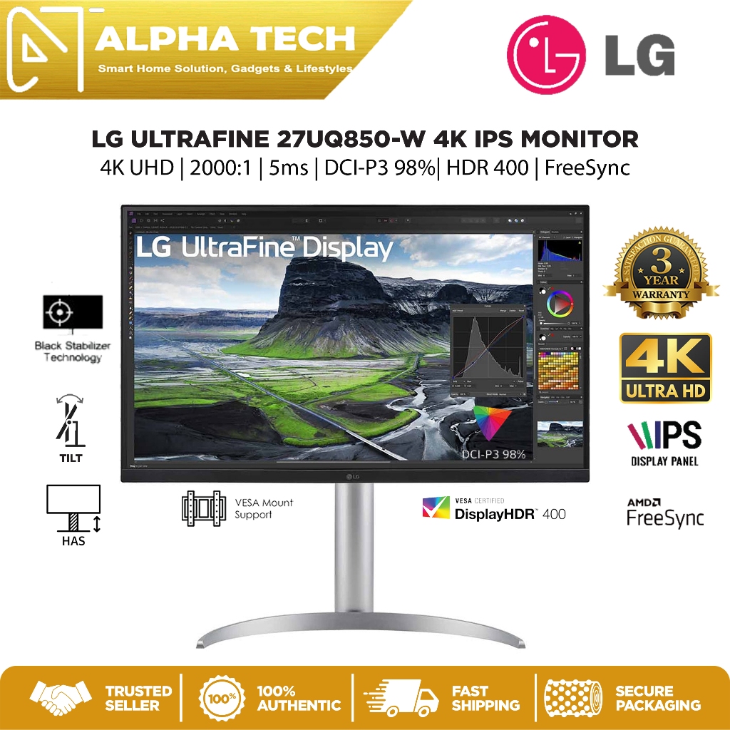 LG UltraFine Display 27UQ850V-W 4K UHD Monitor - IPS | 5ms | DCI-P3 98% ...