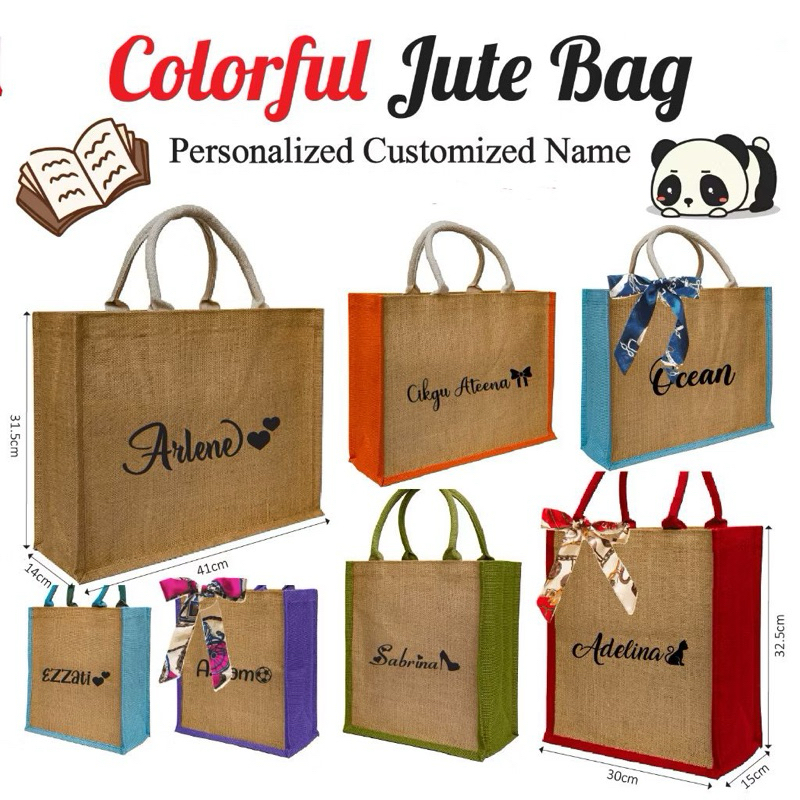MSH Personalized Customized Colorful Jute Bag | Shopping | Work ...