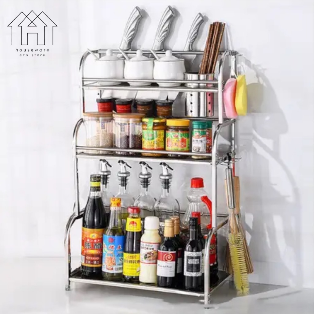 Stainless Steel Spice Rack Kitchen Shelf Organizer Knife Holder ...