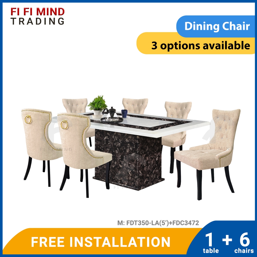 Julius Marble Dining Set/ Marble Dining Table/ Meja Makan 6 Kerusi ...