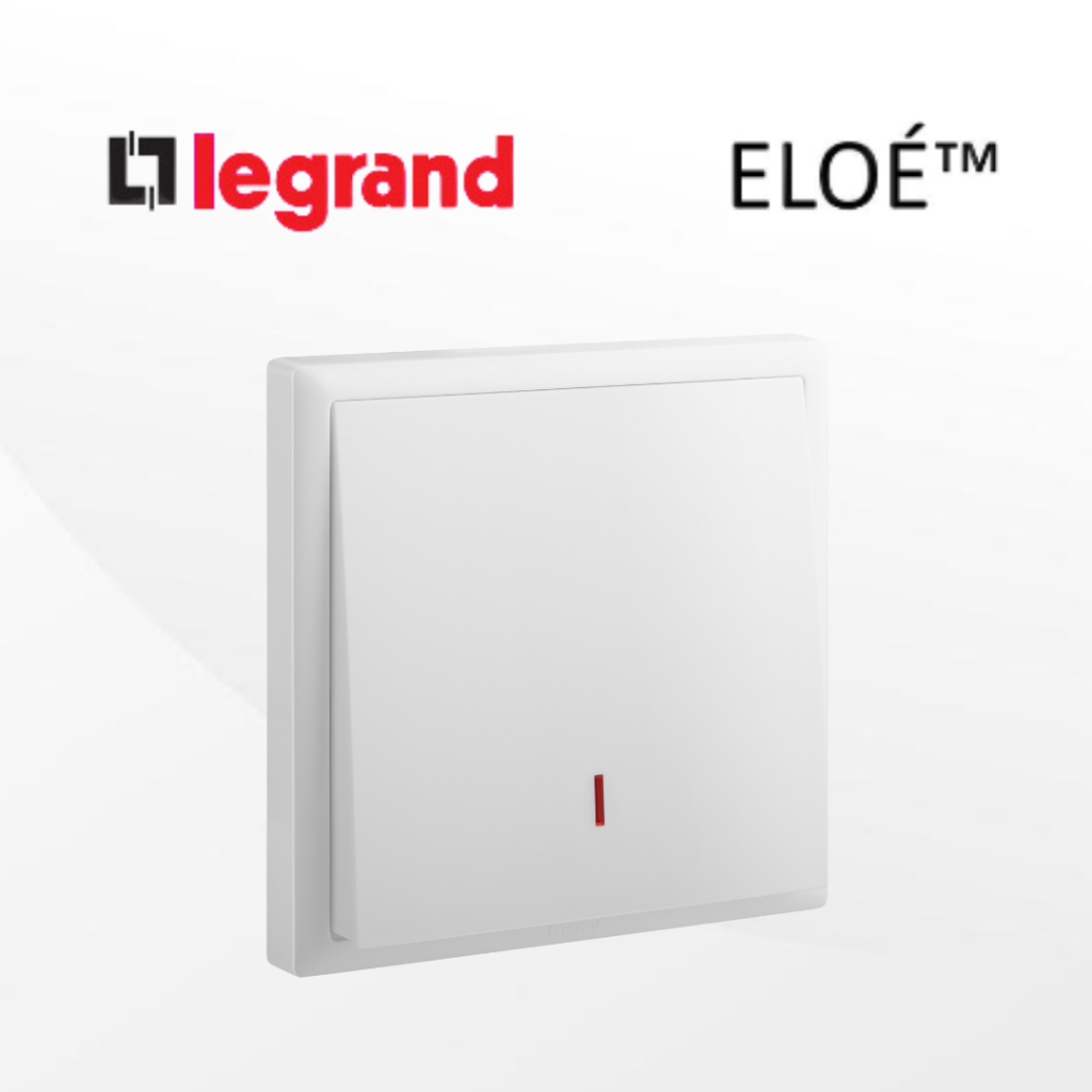Legrand Eloe Series 618070 1 Gang 1 Way 20A Double Pole Switch C/W Neon ...