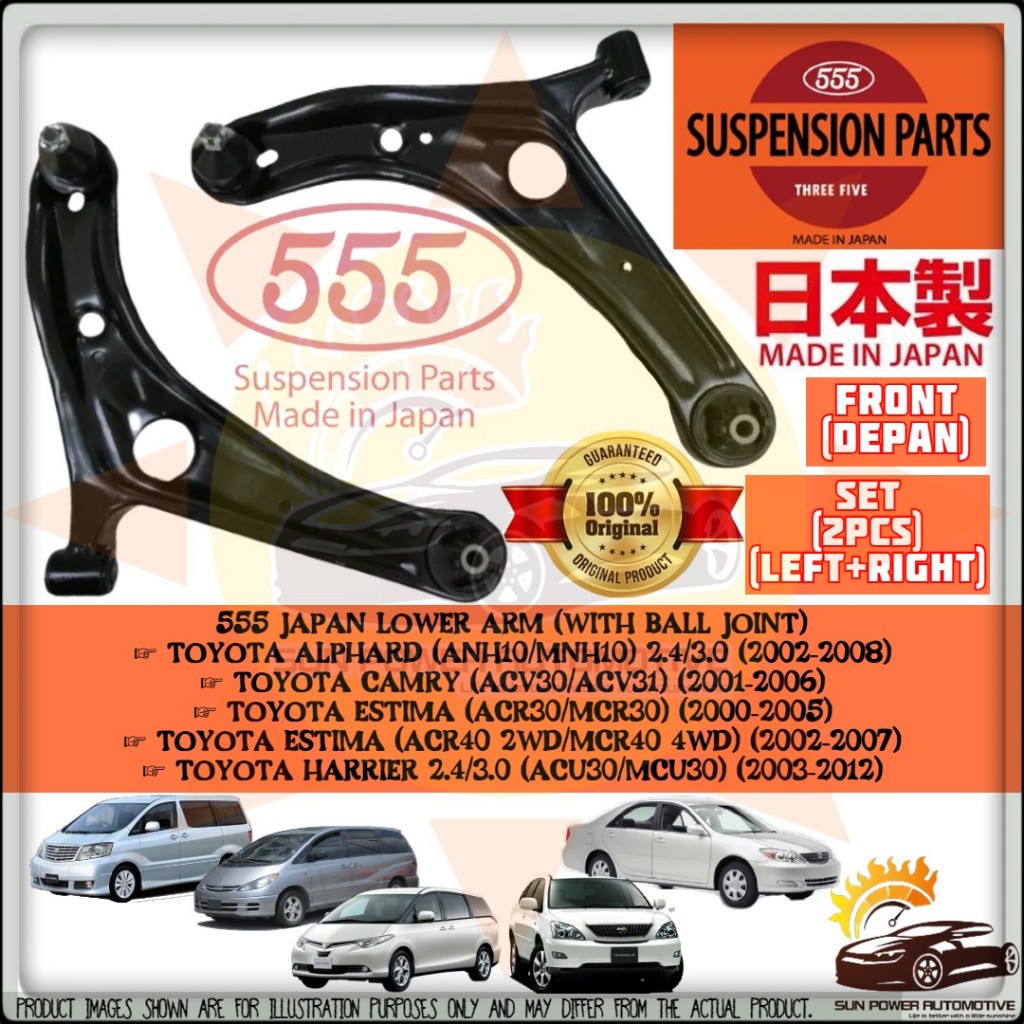 Toyota Camry ACV30 ACV31 Alphard ANH10 Estima ACR30 Harrier ACU30 555 SANKEI JAPAN LOWER ARM SET ...