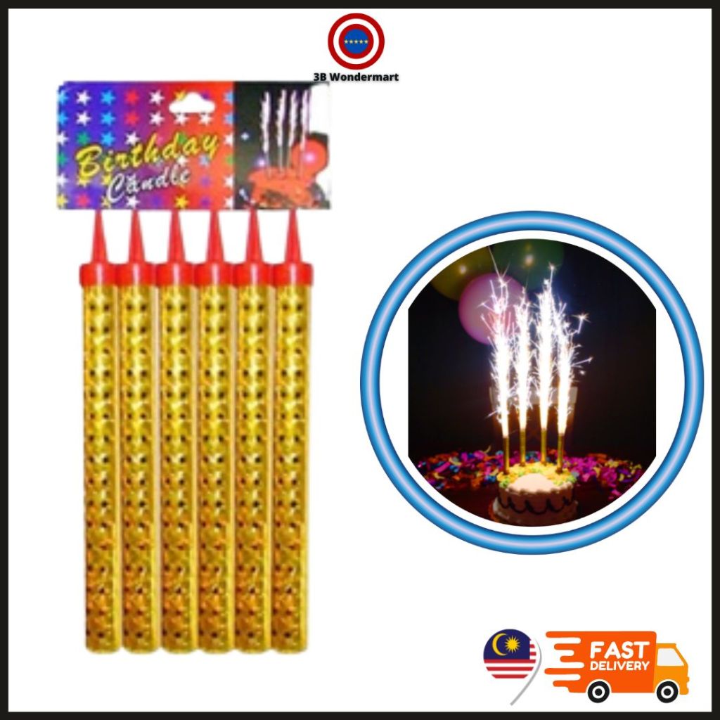 Birthday Fireworks Sparkler Cake Topper Candles Clip Kek Hari Jadi ...