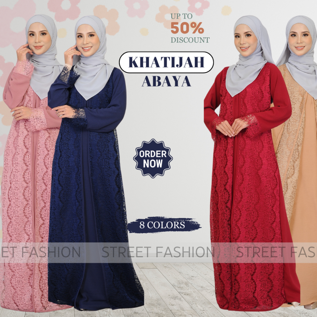 New Arrival Khatijah Jubah Lace The cardigan-like cover adds a unique ...