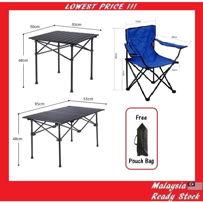 Camping Table Chair Foldable Folding Outdoor Glamping Picnic Table ...