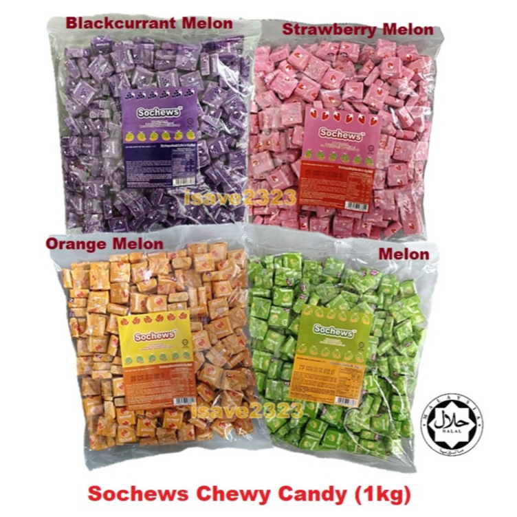 [HALAL] Sochews Chewy Candy (1kg) - Blackcurrant Melon / Strawberry ...