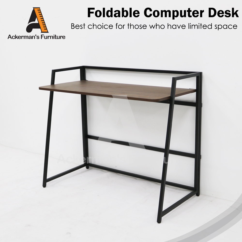 ACKERMAN Foldable Computer Desk Space Saving Metal Frame Writing Desk ...