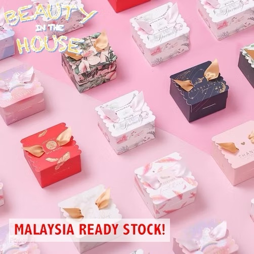 100pcs Kotak+Ribbon Telur Wedding Wing Goodies Box Kotak Doorgift ...