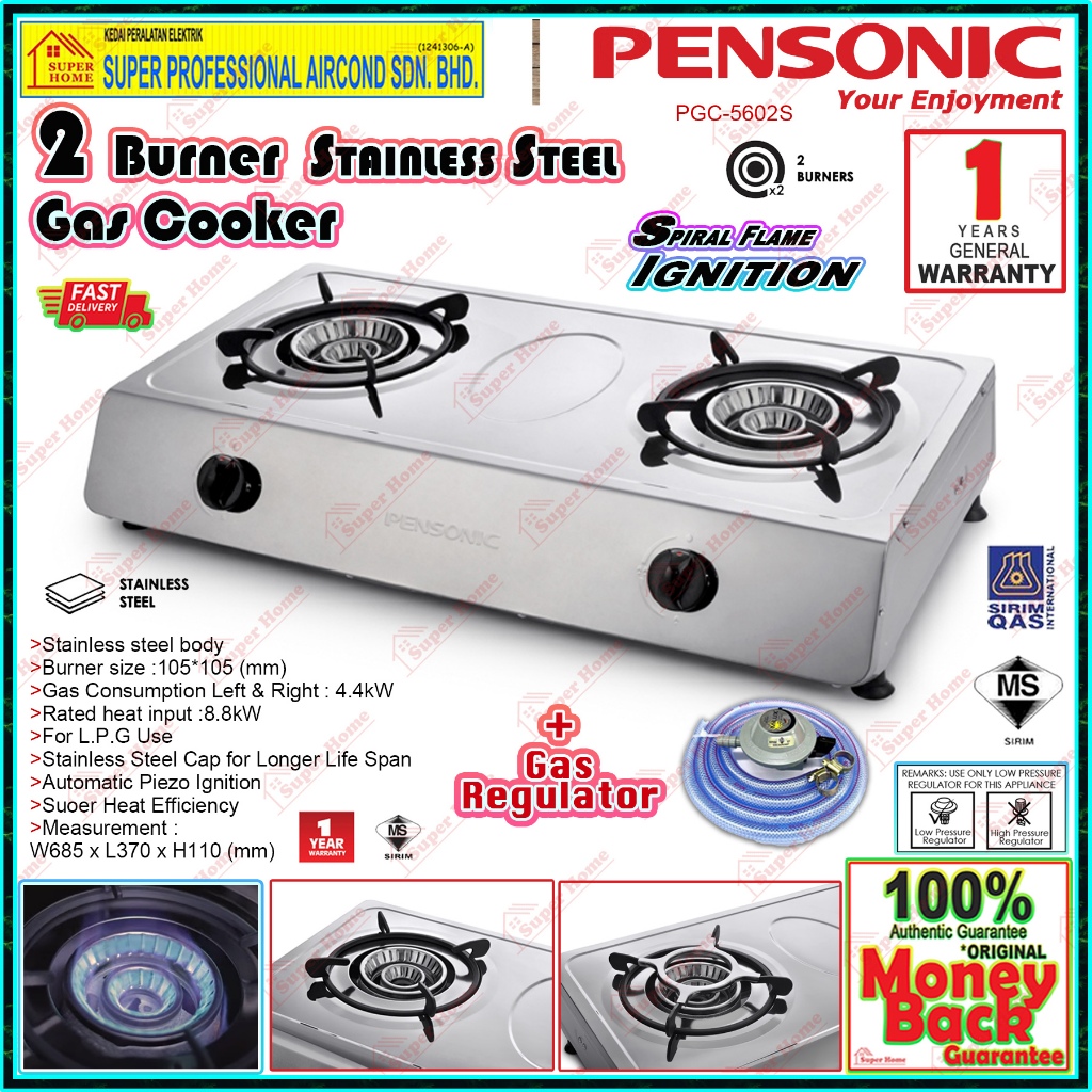 Pensonic Gas Cooker PGC-5602S 2 Burners Table Top Gas Stove Cooker ...