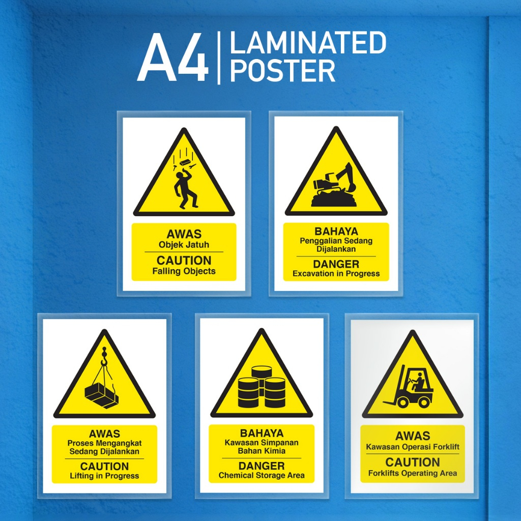 [Laminated Poster] A4 Size Papan Tanda Signange AWAS BAHAYA/DANGER ...