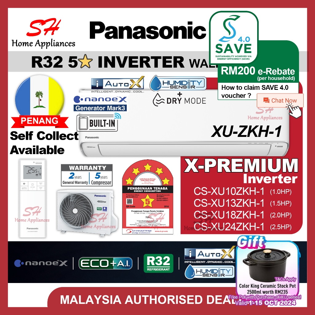 Panasonic X-PREMIUM XU R32 5-STAR Inverter Air-conditioner Aircond 1 ...