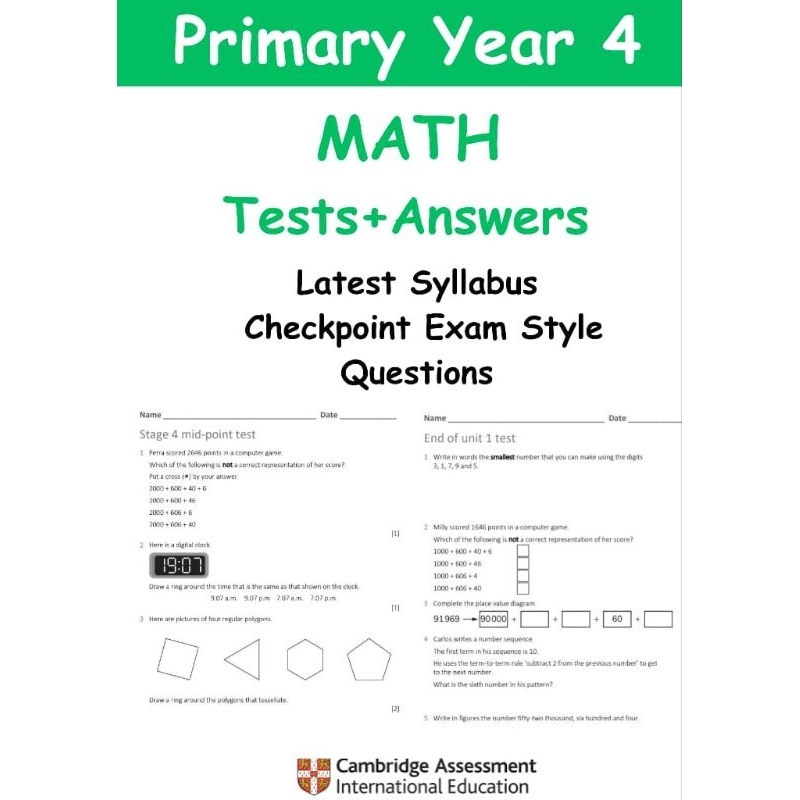 🌟SC.106🌟Latest syllabus 🌟Cambridge Primary Year 4 Math Tests+worksheets ...