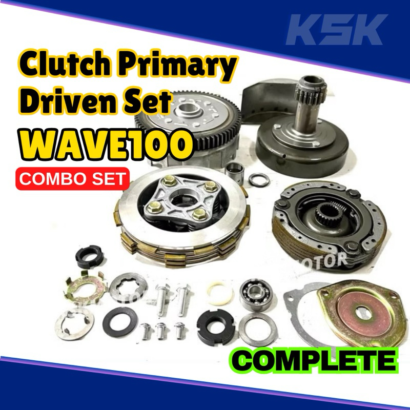 EX5 DREAM/WAVE100 CLUTCH DRIVEN PRIMARY SET(AUTO SHOE + AUTO HOUSING + CLUTCH PRIMARY GEAR ...