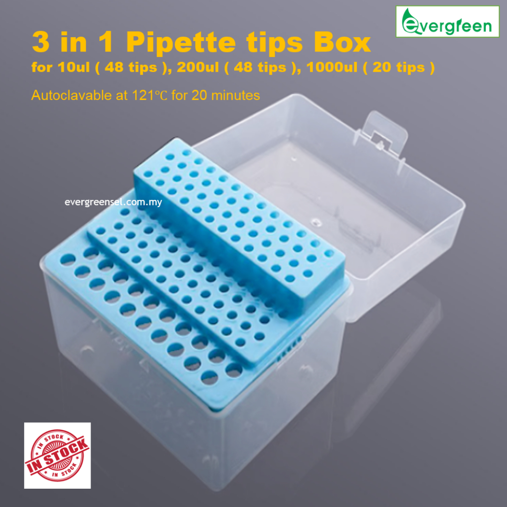 3 in 1 Pipette tips Box for 10ul ( 48 tips ), 200ul ( 48 tips ), 1000ul ...