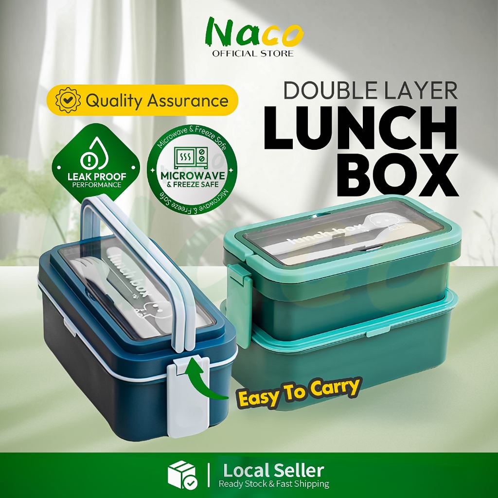 Double Layer Lunch Box Set Bekas Makanan Microwave Safe Bento Tapau ...